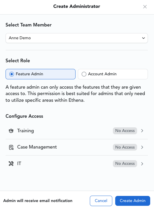 Adding new admin users – Ethena